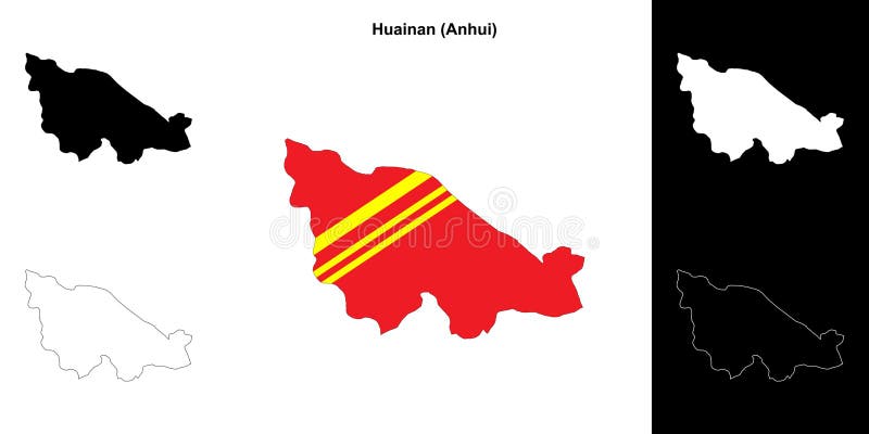 Huainan outline map stock illustration. Illustration of geography ...