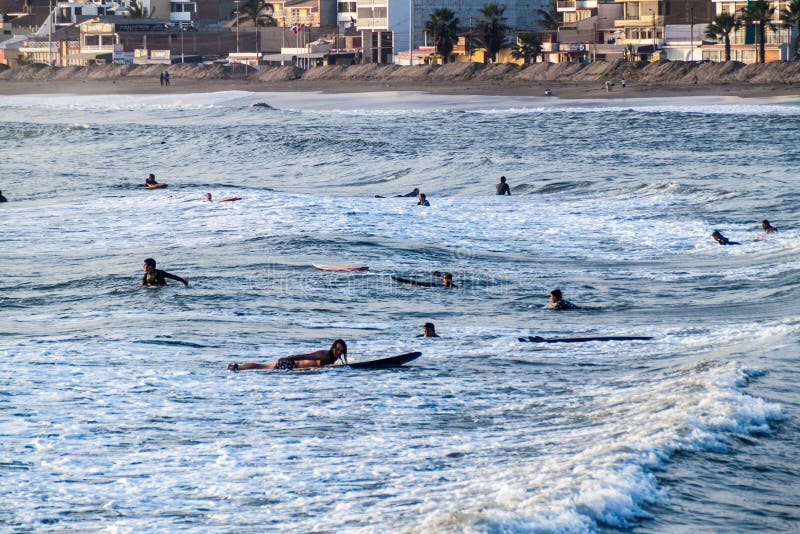 People surf in waves editorial stock photo. Image of water - 131715878