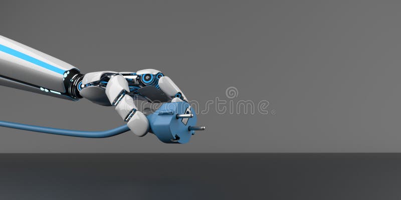 Robot Hand Power Plug stock illustration. Illustration of hand - 148854955