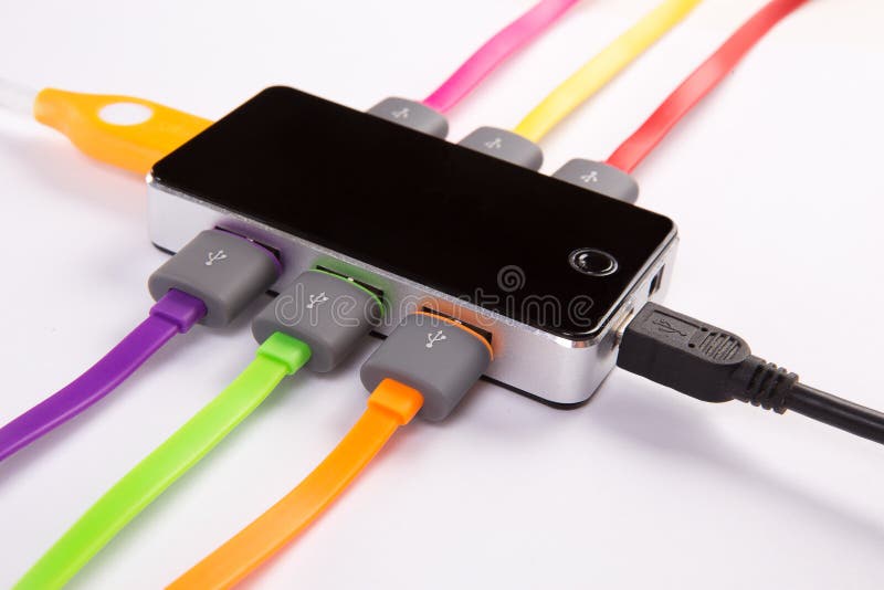 Hub with Connected Color Wires Stock Photo - Image of cable, ethernet ...