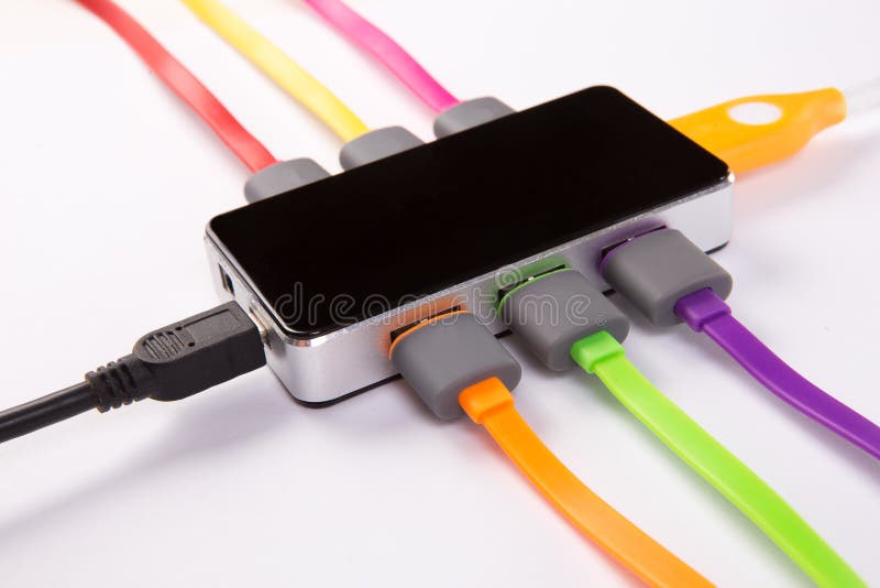 Hub with Connected Color Wires Stock Photo - Image of cable, ethernet ...