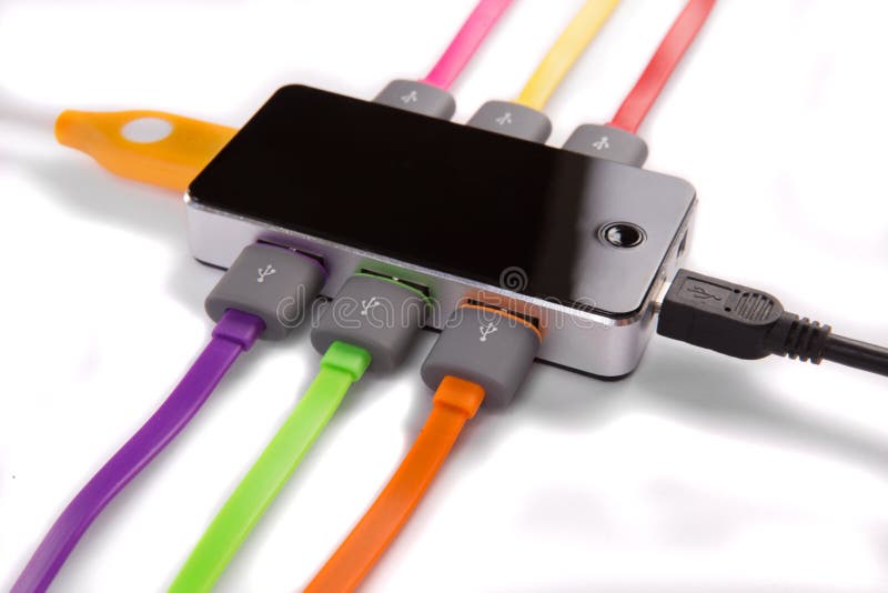 Hub with Connected Color Wires Stock Photo - Image of cable, ethernet ...