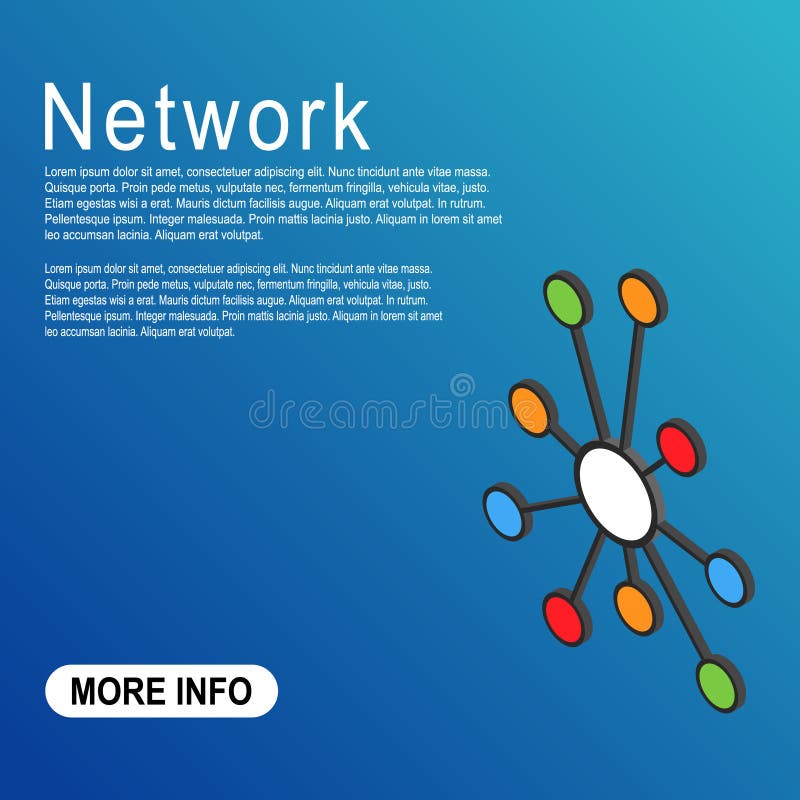 Hub Isometric Network Icon, Connect Structure Vector Symbol Isolated on ...