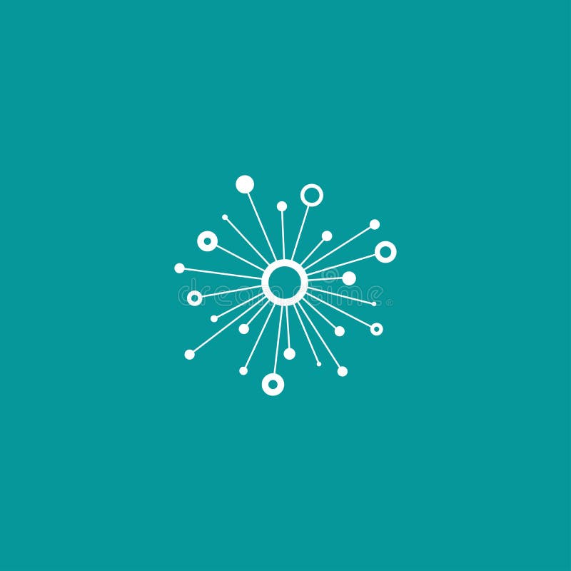 Blue Hub Network Connection Line Icon Isolated on White. Tech or ...