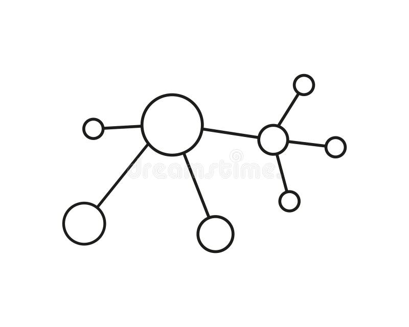 Hub Networks Connections System Symbol Line Icon. Molecule or Atom ...