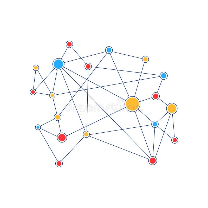 Hub Social Network Connections Vector Illustration on White Background ...