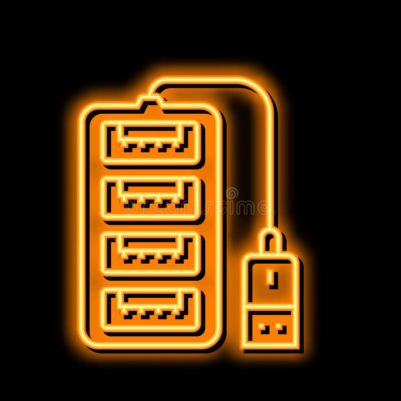 Hub Usb Neon Glow Icon Illustration Stock Vector - Illustration of ...
