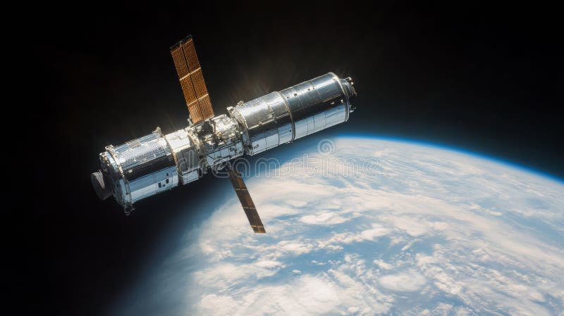 The Hubble Space Telescope Floats Above Earth, Equipped with Advanced ...
