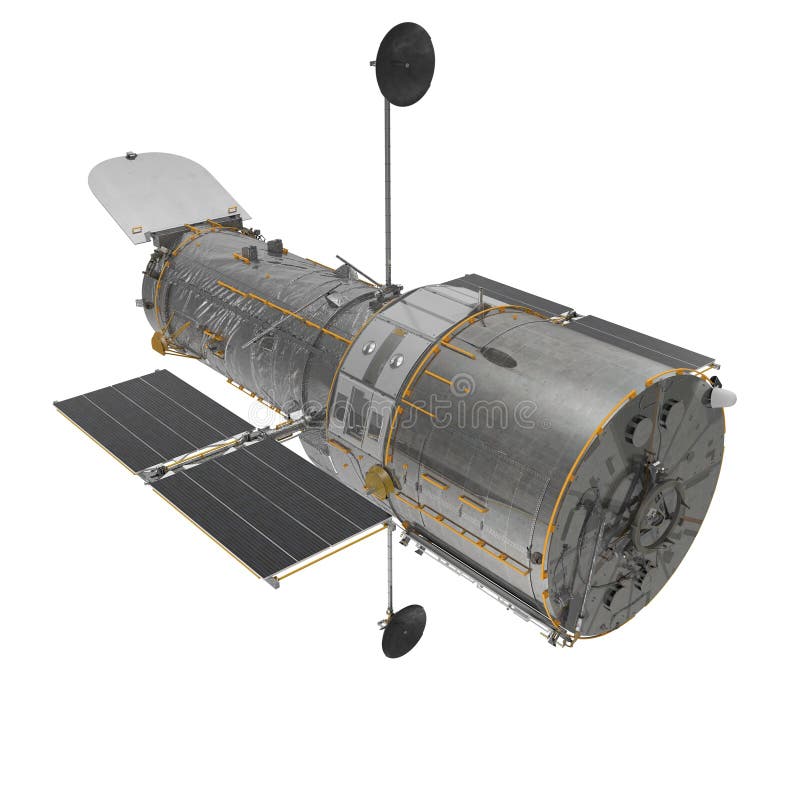 Hubble Space Telescope Isolated on White Backgrouns. 3D Illustration ...
