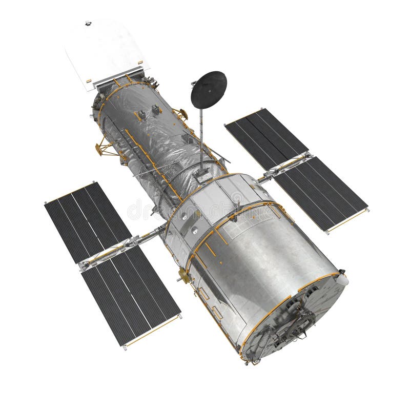 Hubble Space Telescope Isolated on White Backgrouns. 3D Illustration ...