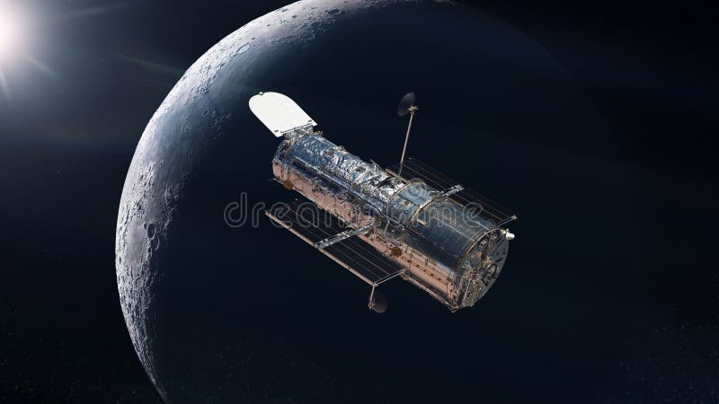 The Hubble Space Telescope on Low-orbit of the Moon in Outer Space ...