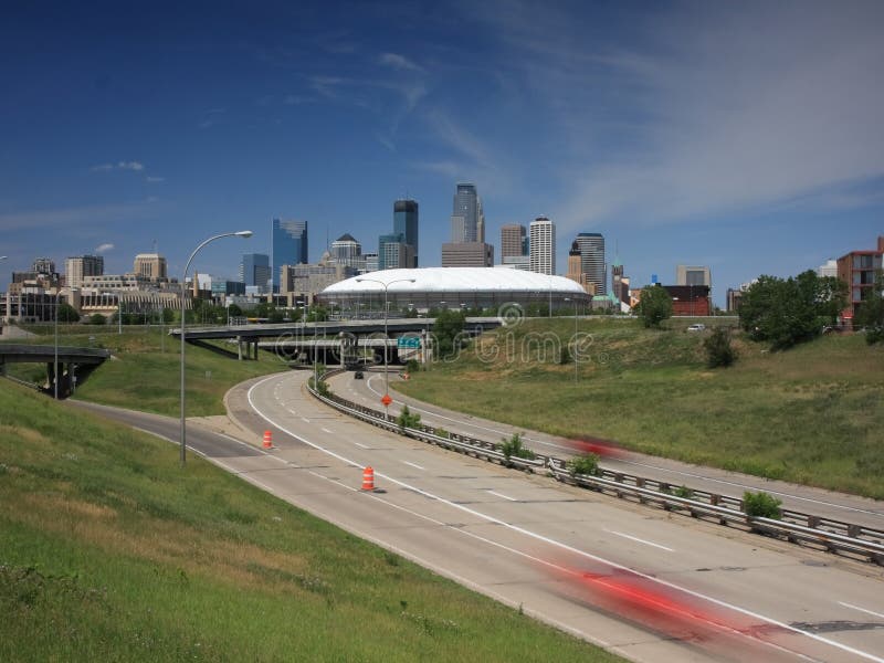 Hubert H. Humphrey Metrodome at Day Time with Movi Stock Photo - Image ...