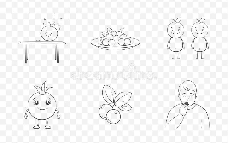 Huckleberry Line Art Collection Stock Vector - Illustration of sketch ...
