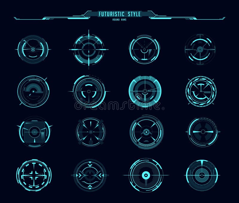 HUD Aim Control Target Round Frames, Ui Interface Stock Vector ...