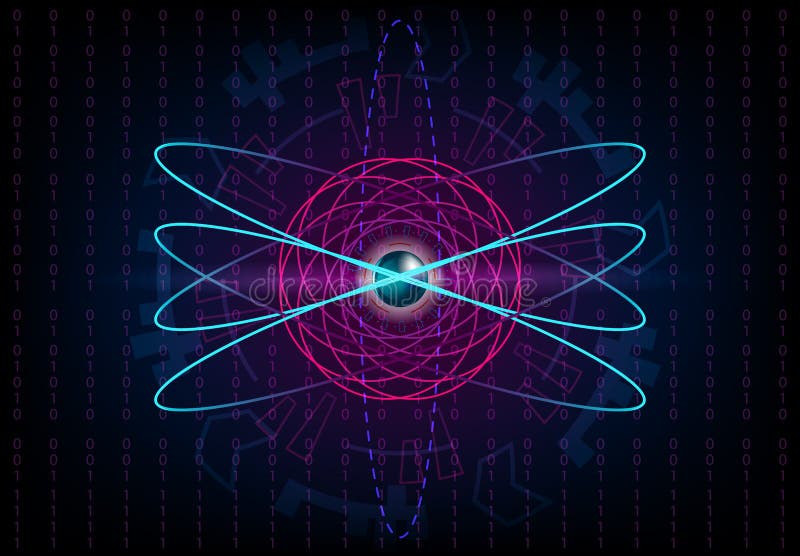 HUD Atom Futuristic Background with Electrons, Metallic Core an Stock ...