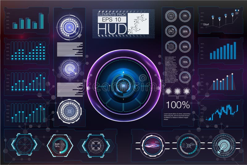 HUD Background Outer Space. Infographic Elements.Digital Data. Stock ...