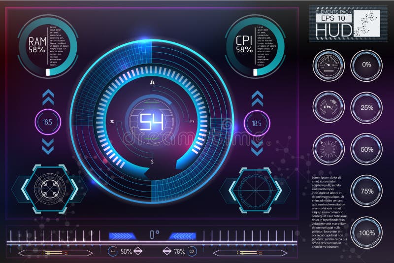 HUD Background Outer Space. Infographic Elements. Stock Vector ...