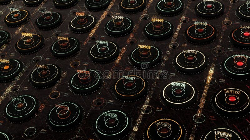 HUD Circle Interface, Hi Tech Futuristic Display with a Processing Program. Animation Stock ...