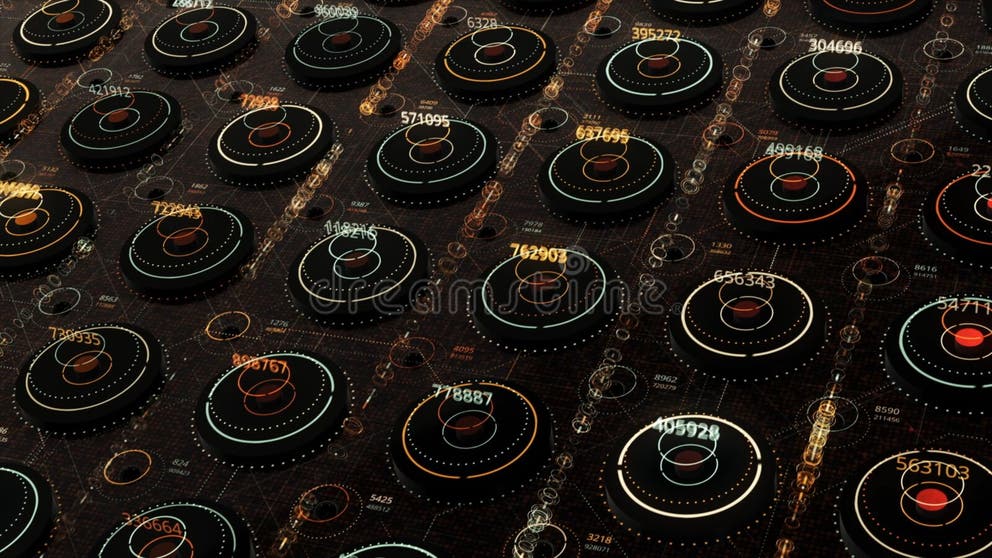 HUD Circle Interface, Hi Tech Futuristic Display with a Processing Program. Animation Stock ...