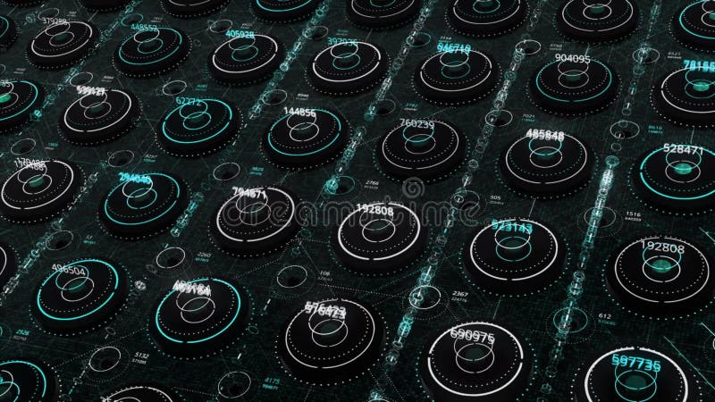 HUD Circle Interface, Hi Tech Futuristic Display with a Processing Program. Animation Stock ...