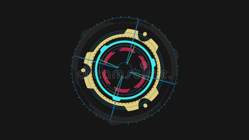 HUD Circle Interfaces, Futuristic Display, Loading Target, Intro. 60 Fps 3D Animation. Stock ...