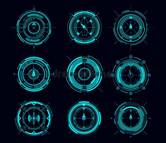 HUD Compass, Aim Control Panel, User Interface Stock Vector ...