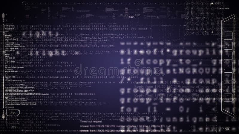 Fast Camera Moves Trough Digital Computer Displays with Running Code Text. Stock Video - Video ...