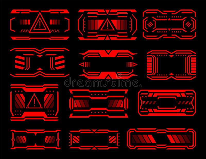 Hud Danger Alerts. Attention Vector Red Interface Signs, Warning and ...