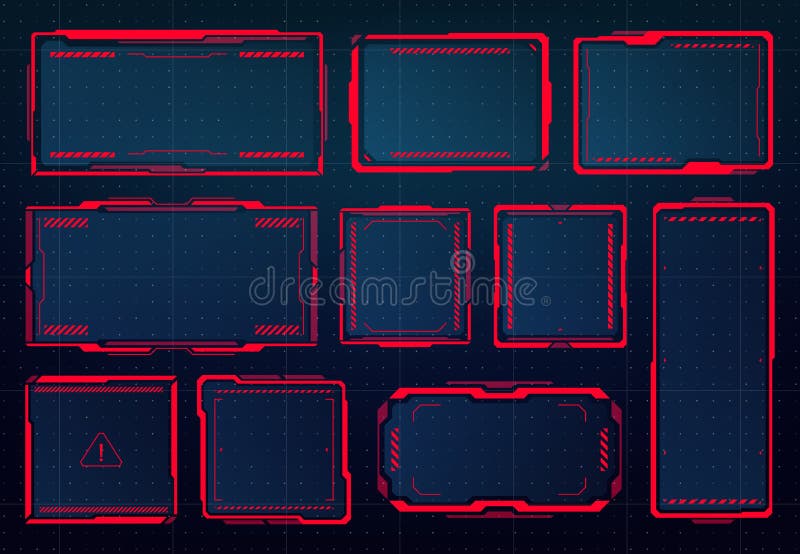 HUD Danger, Warning, Alert Attention Frames, Signs Stock Vector ...