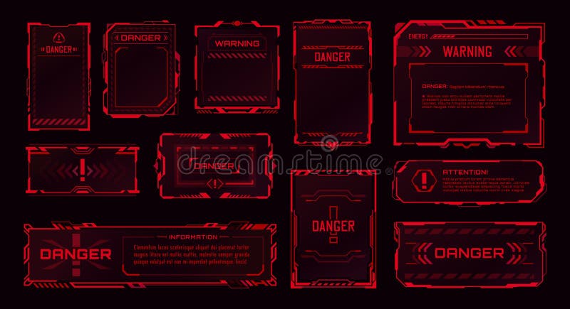 HUD Danger, Warning, Alert Attention Frames, Signs Stock Vector ...