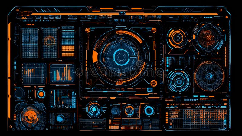 HUD Dashboard Display with Statistics, Data, and Information for VR and ...