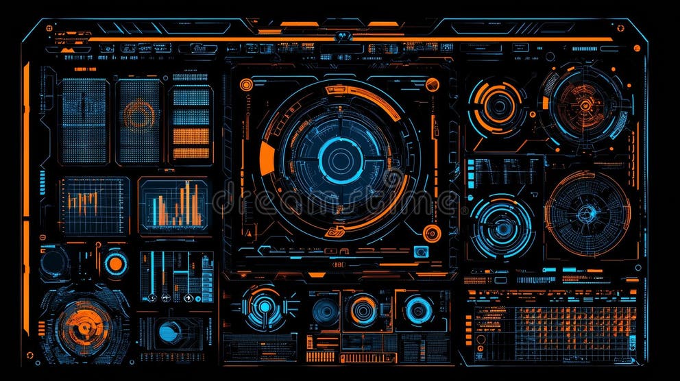 HUD Dashboard Display with Statistics, Data, and Information for VR and ...