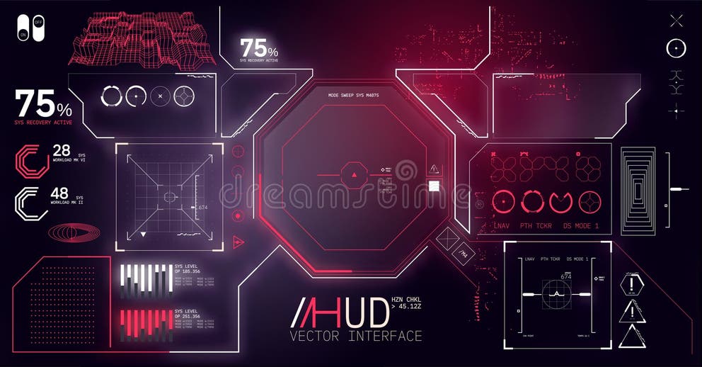 HUD Detailed User Interface Futuristic Cyberpunk Wire Mesh Elements ...