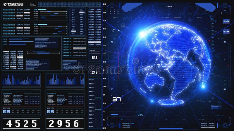 HUD Digital Futuristic Spinning Earth Scanning Location Tracking ...