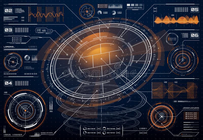 HUD Digital Screen Interface, Infographics Stock Vector - Illustration ...
