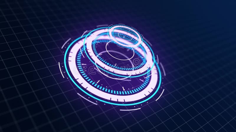 HUD Element. Animation of HUD Heads Up Display in Blue, Motion Graphic ...