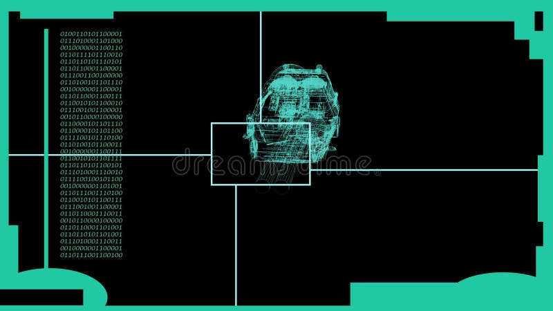 HUD Element in Hologram Style with Animated Wire Frame Display of Space ...