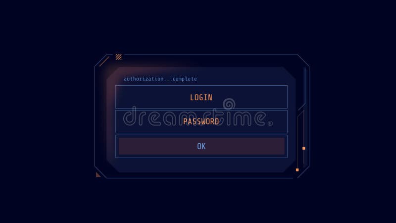 HUD Element Password Entry - Animation of Authorization Window. Stock ...