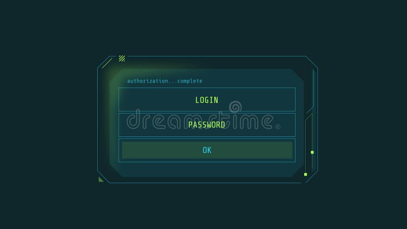 HUD Element Password Entry - Animation of Authorization Window. Stock ...