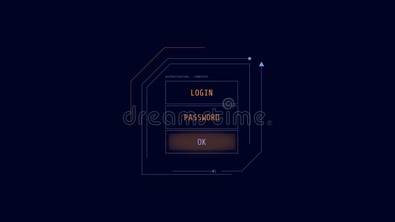 HUD Element Password Entry - Animation of Authorization Window. Stock ...