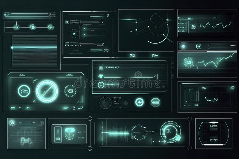 Hud Element Ui Medical Examination. Display Set of Virtual Interface ...