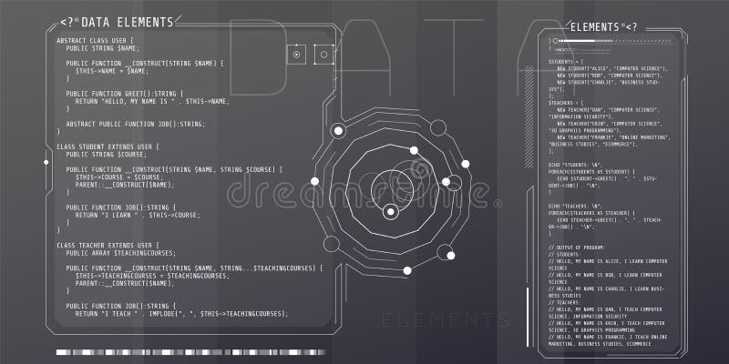 HUD Interface Elements with Part of the Code Assembly. Stock Vector ...