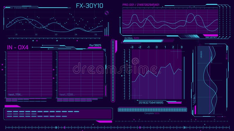 Animated Pack of HUD Elements for High-tech Interface Stock Footage ...