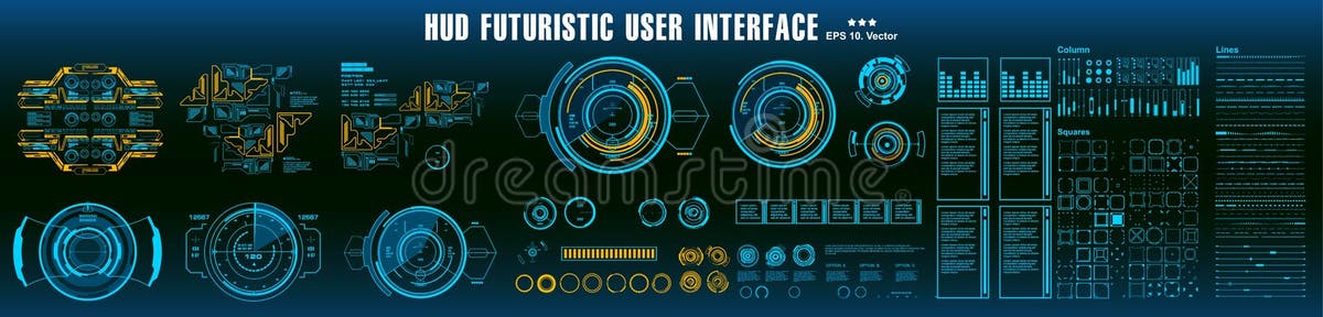 Hud Display Interface Pack Stock Illustrations – 420 Hud Display ...