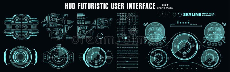 HUD Elements Mega Set Pack. Dashboard Display Virtual Reality ...