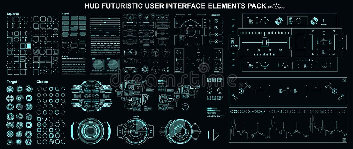 Hud Display Interface Pack Stock Illustrations – 401 Hud Display ...