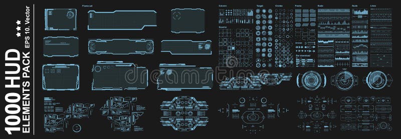 HUD Elements Pack. Big Set Vector Elements for Creating Graphic Touch ...