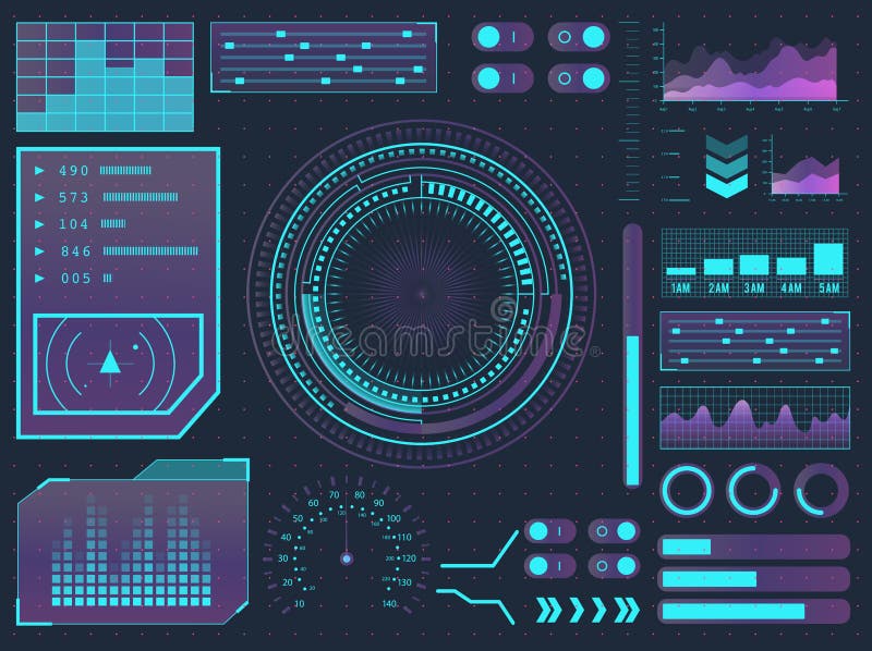 HUD Elements Sci-fi Science Futuristic User Interface. Menu Buttons, Virtual Reality ...