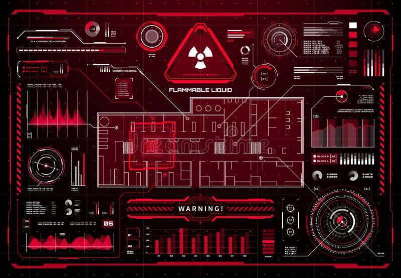 HUD Danger and Alert Attention Red Interface Signs Stock Vector ...