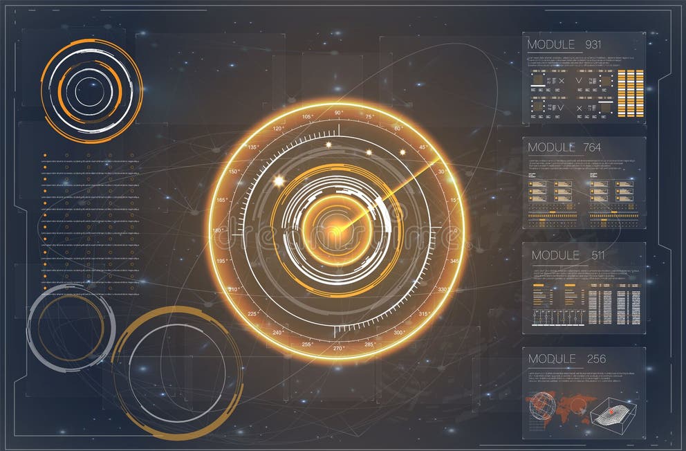 Hud. Flat Set on Blue Backdrop. Futuristic Vector Hud Interface Screen ...